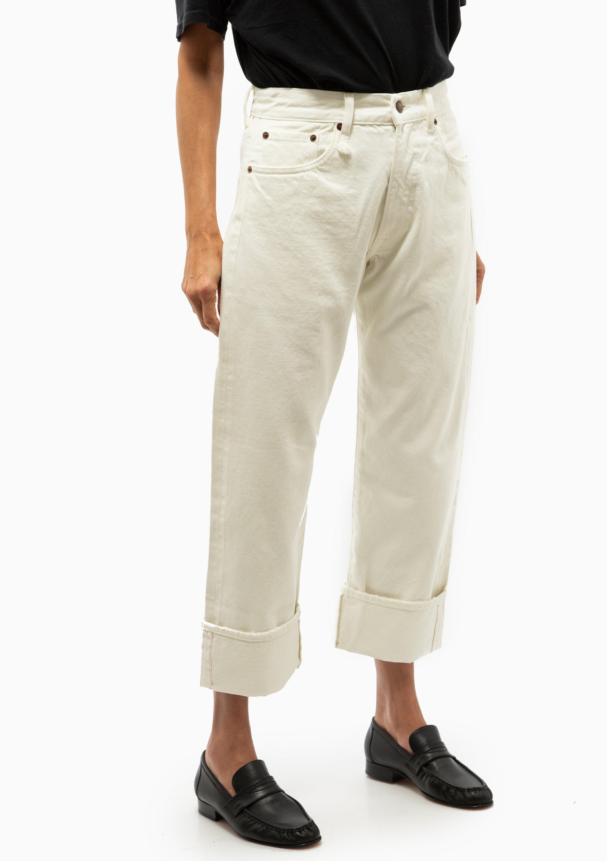 R13 | Cuffed X-BF Jean | Bennett White Selvedge