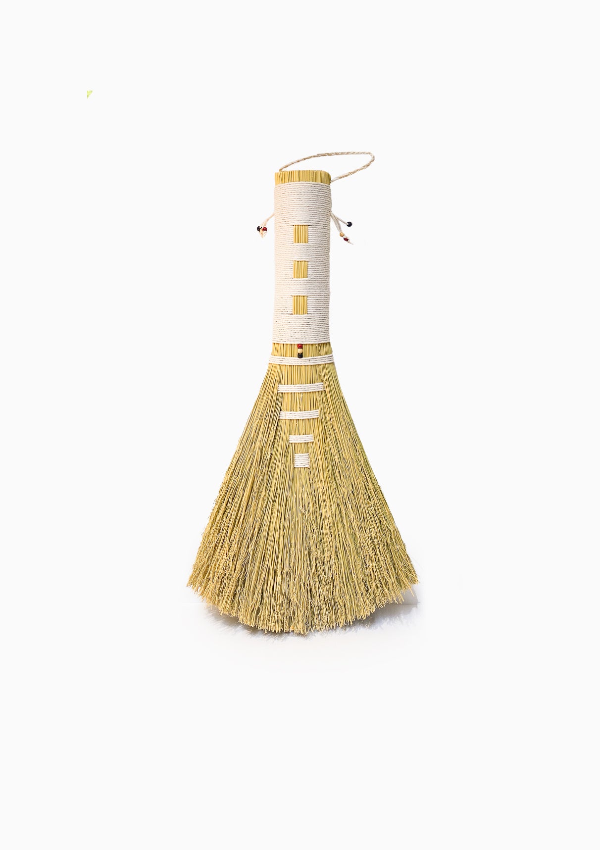 Lower Valley | Hawk Tail Broomcorn Broom, White/Mixed Beads