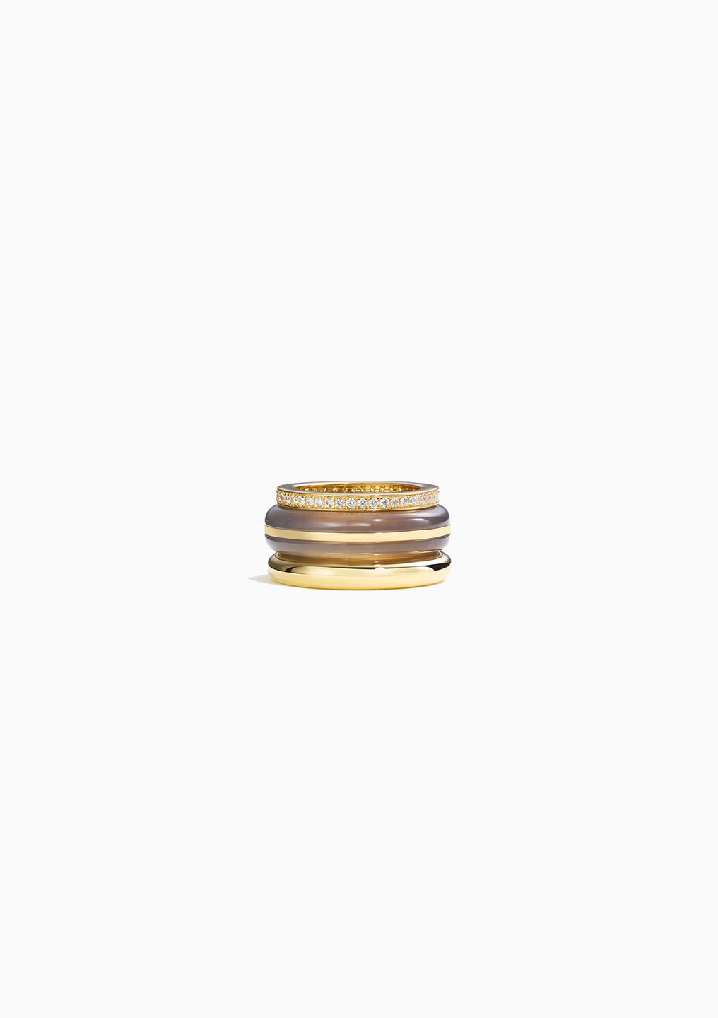 BY PARIAH | 14K Classic Ring Stack | Grey Agate